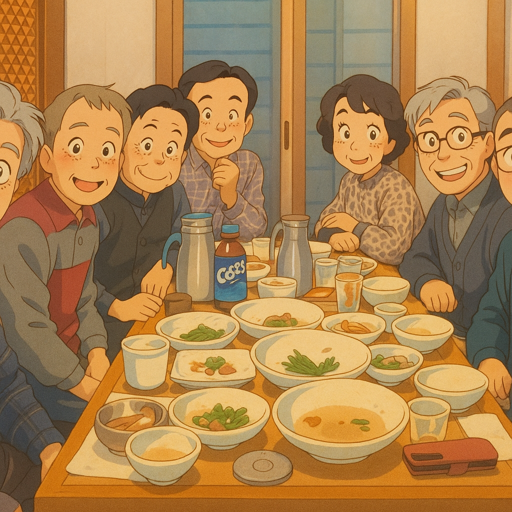 Transform it into Studio Ghibli, bigger eyes, smiles, must b ...