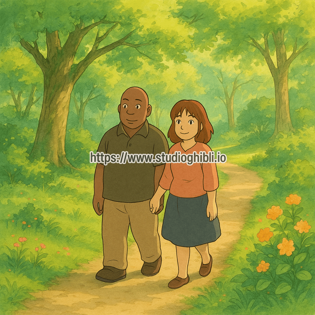 Turn this image into Studio Ghibli style park walking - Ghibli | Studio ...
